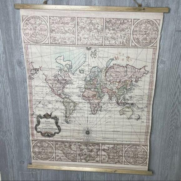 Accents | Large Map Wall Hanger Decoration Art | Poshmark